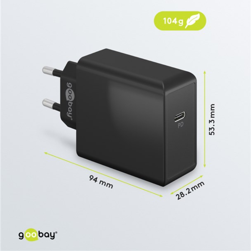 USB Thuislader Voedingsadapter 65W USB C PD Zwart