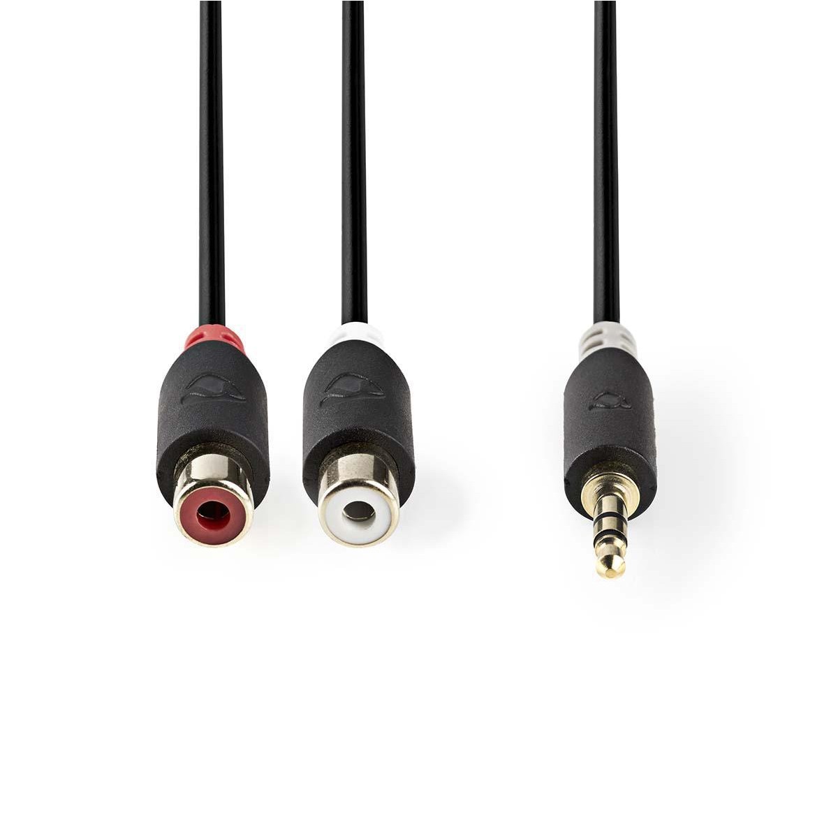 Stereo Tulp (v) - 3,5mm Stereo Jack (m) Kabel - Verguld - 0,2 meter - Zwart