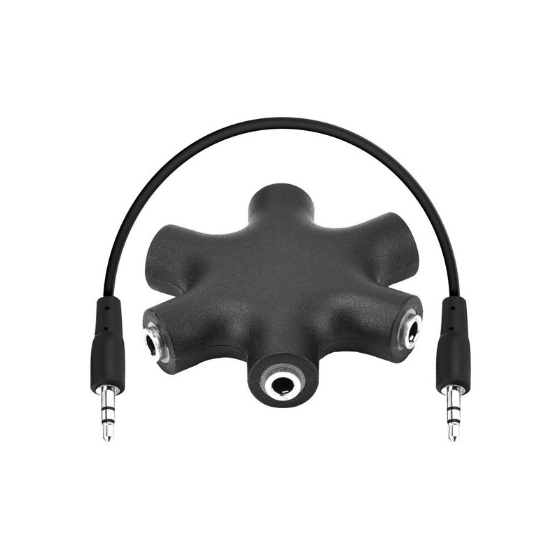 3,5mm Stereo Jack Splitter - 5-poorts - 0,15 meter - Zwart