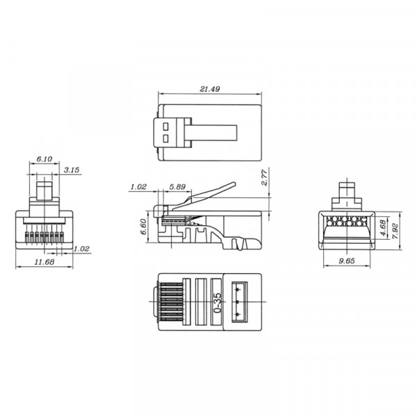 RJ45 Stekker - CAT6 - UTP - 8P8C - Transparant - 10 stuks
