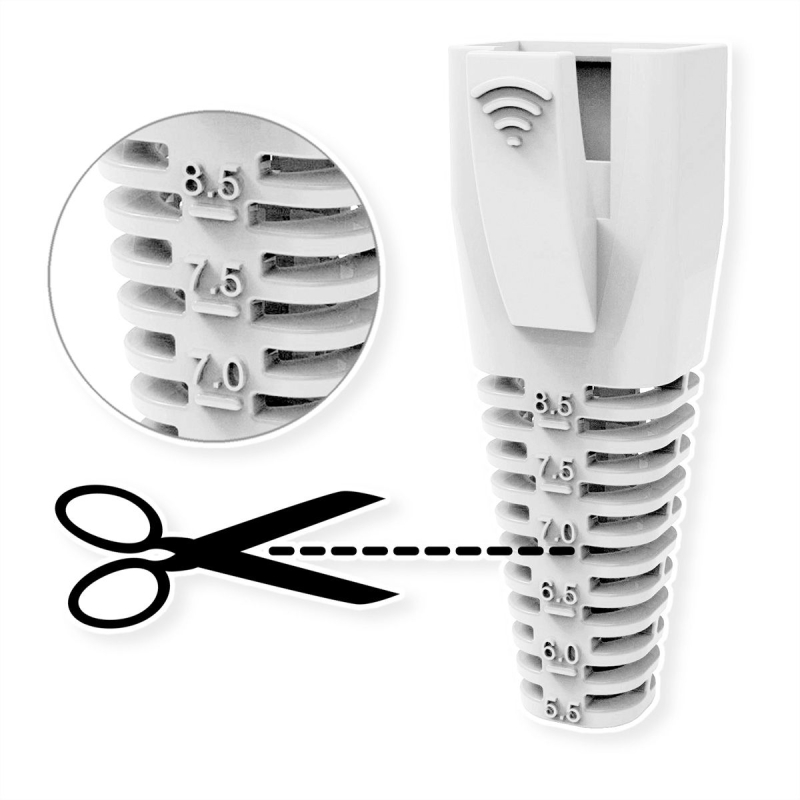 RJ45 Tule - 10 stuks - Variabele kabeldiameter tot 8,5mm - Grijs