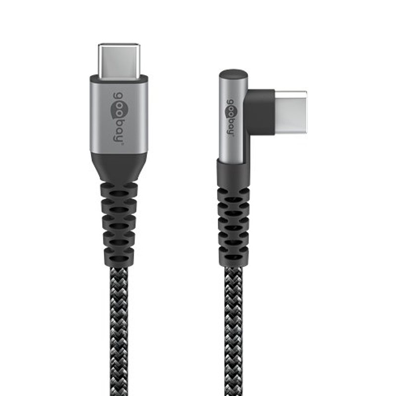 USB-C Kabel - Een kant haaks - USB 2.0 - 60W PD - Nylon sleeve - 0,5 ...