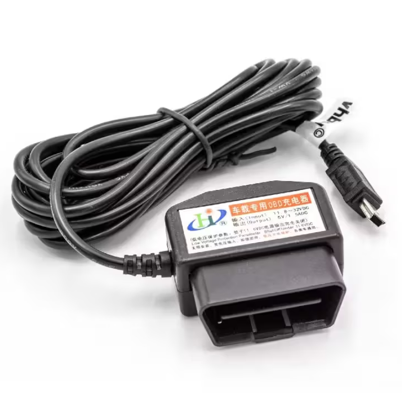 OBD2 Mini USB-B lader voor Dashcam, GPS en Navigatie - 3,5 meter - Zwart