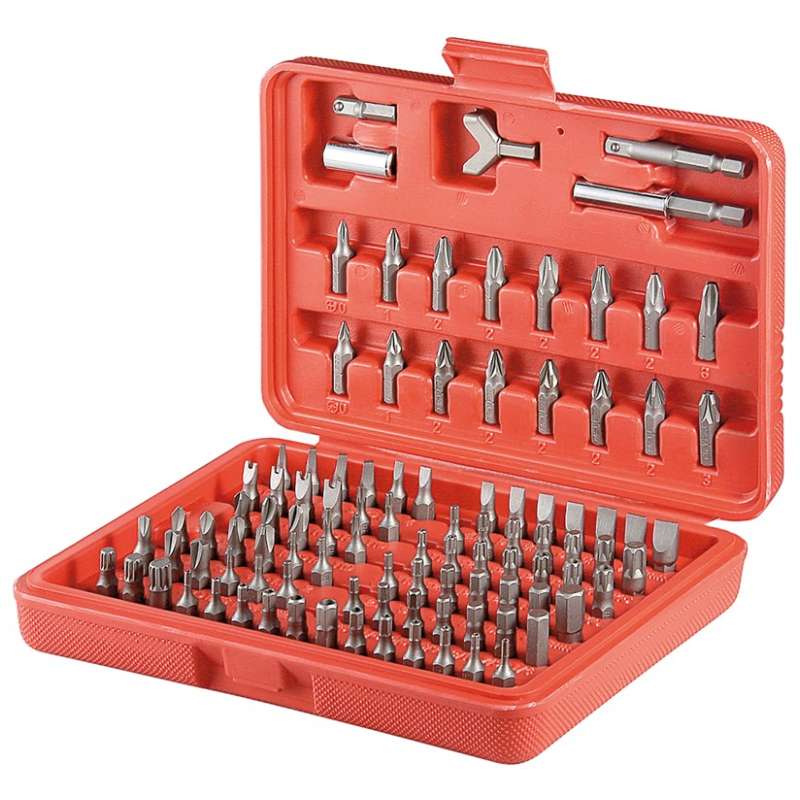 Bit set - 100 delig - Diverse universele bitjes - Rood