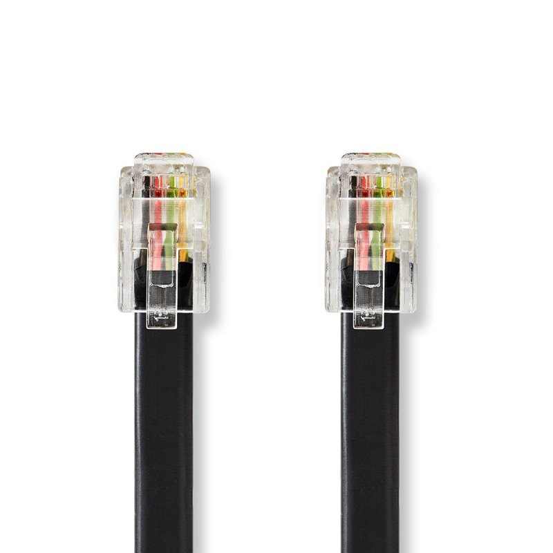 RJ10 Telefoonkabel - 4P4C - Gekruld - 4 meter - Zwart - Kabeldirect